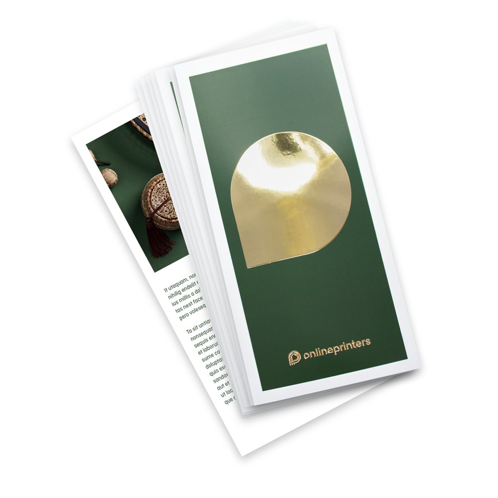 Flyer mit partieller Heißfolienprägung, A4 halb, A4 halb bei Onlineprinters